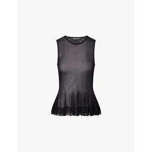 ASHLYN Bennett Peplum-hem Knitted Top - Black