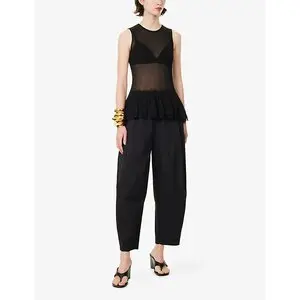 ASHLYN Bennett Peplum-hem Knitted Top - Black
