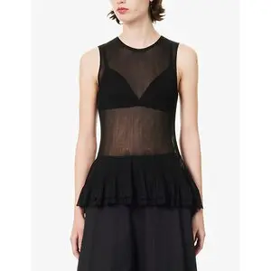 ASHLYN Bennett Peplum-hem Knitted Top - Black