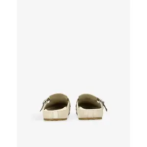Burberry Suede Clogs With Tartan Strap - Bone