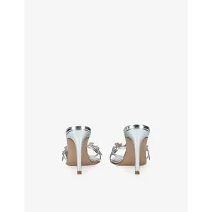 GIANVITO ROSSI Flavia 85 Leather Heeled Sandals - Silver
