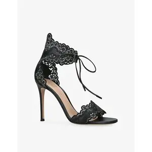 GIANVITO ROSSI Evie 105 Leather Heeled Sandals With Floral Embroidery