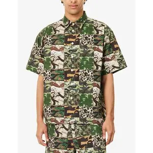 A BATHING APE Patchwork-print Short-sleeve Cotton Shirt
