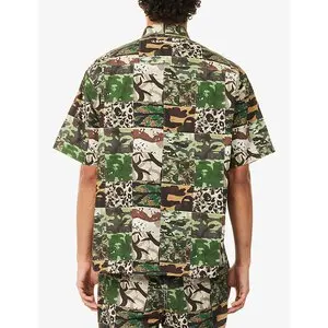 A BATHING APE Patchwork-print Short-sleeve Cotton Shirt