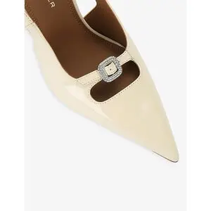 Kurt Geiger Buckle Point Patent Leather Courts - Bone
