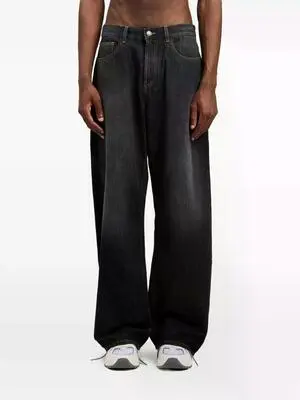 Palm Angels Curved Logo Denim Jeans - Grey