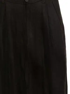 ZIGGY CHEN Cedar Linen Pleated Trousers - Brown