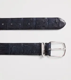 Jacob Cohen Crocodile Leather Belt With Silver-tone Buckle