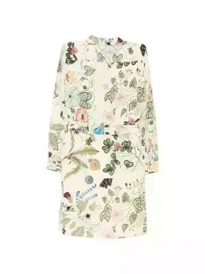 Gucci Flora Knight Printed Silk Shirt Dress - Neutrals
