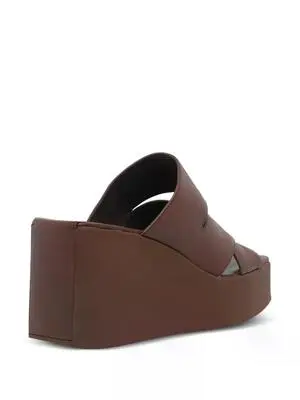 VIC MATIE Crossover Wedge Sandals - Brown