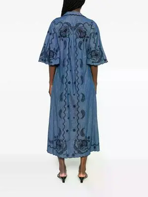 Zimmermann Aster Paisley Embroidered Scalloped Midi Dress