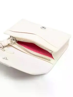GANNI Raspberry-print Leather Wallet - Neutrals