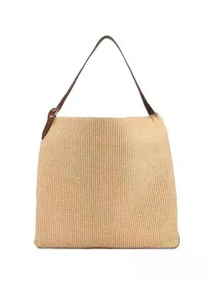Orciani Woven Raffia Tote Bag With Leather Trim - Neutrals