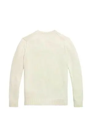 Polo Ralph Lauren Embroidered Logo Fine Knit Sweater - Neutrals