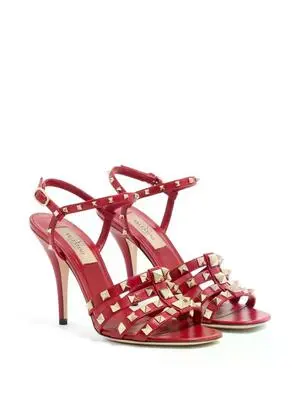 Valentino Garavani Rockstud Kidskin Sandals - Red