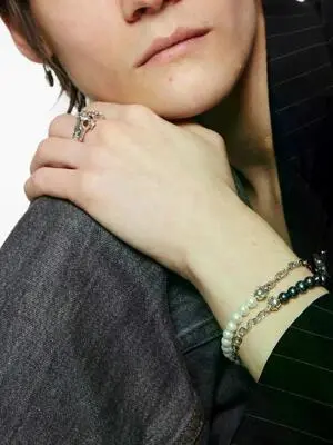 Emanuele Bicocchi Pearl And Chain Bracelet