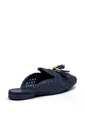 FRAU Woven Tassel Flat Mules - Blue