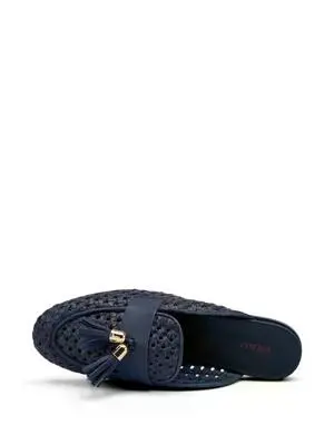 FRAU Woven Tassel Flat Mules - Blue
