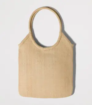 Miu Miu Raffia Tote Bag With Floral Applique