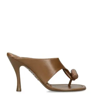 Loewe Leather Toggle Heeled Sandals - Beige