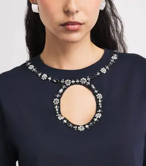 Sandro Embellished Cotton T-shirt - Blue