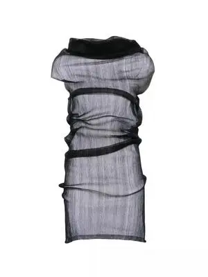 Rick Owens Sheer Ruched Cowl Neck Top - Black