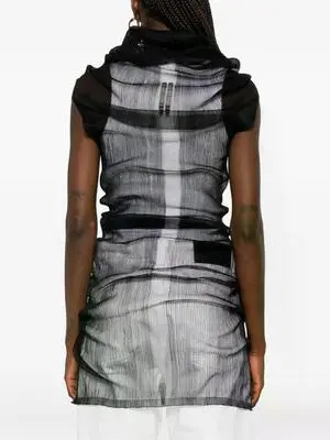 Rick Owens Sheer Ruched Cowl Neck Top
