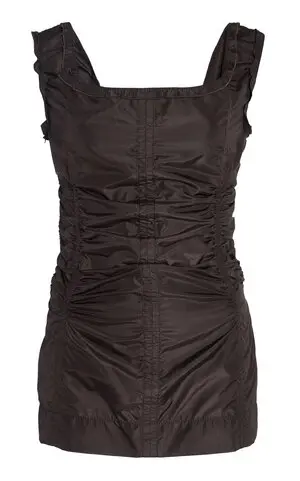 Bottega Veneta Sleeveless Gathered Silk Taffeta Top