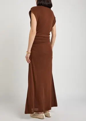 AKYN Ruched Fine-knit Midi Dress