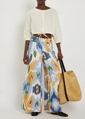 EMPORIO SIRENUSE Adele Printed Wide-leg Trousers - Blue