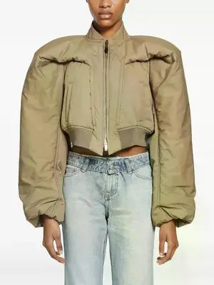 Alexander McQueen Exaggerated-shoulder Cropped Bomber Jacket