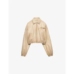 Prada Cropped Nappa Leather Jacket - Neutral