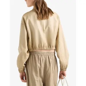 Prada Cropped Nappa Leather Jacket - Neutral