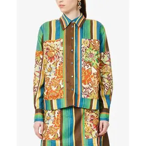 ALEMAIS Charlie Striped Floral Linen Shirt