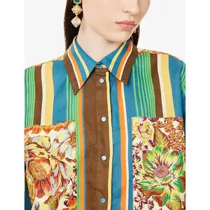ALEMAIS Charlie Striped Floral Linen Shirt