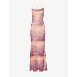 GRACEJACOB Sunset Open-back Mesh Maxi Dress