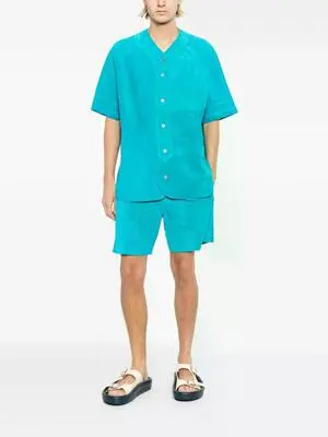 A LEATHER Baseball Shirt - Blue