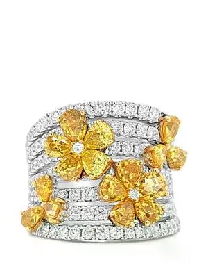 HYT JEWELRY Floral Detail Diamond Ring - Silver