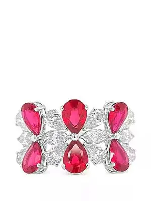 HYT JEWELRY Ruby And Diamond Ring - Silver