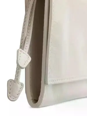 Prada Leather Wallet With Shoulder Strap - Neutrals