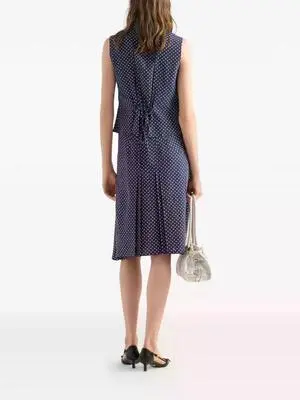Prada Sleeveless Polka Dot Marocain Silk Shirt