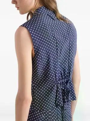 Prada Sleeveless Polka Dot Marocain Silk Shirt