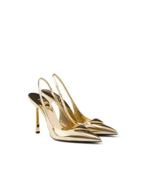 Prada Metallic Leather Slingback Pumps - Platinum