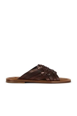 Miu Miu Woven Flat Sandals - Caffe