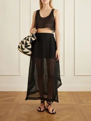 Le Kasha Tahta Cropped Linen Top