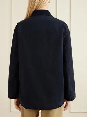 NILI LOTAN Devin Corduroy-trimmed Cotton-canvas Jacket - Blue