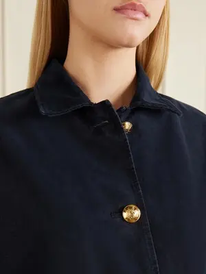 NILI LOTAN Devin Corduroy-trimmed Cotton-canvas Jacket - Blue