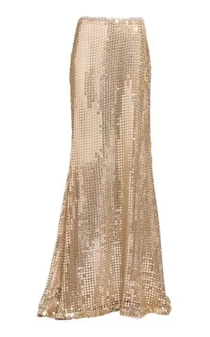 Elie Saab Sequin Embellished Long Skirt - Gold