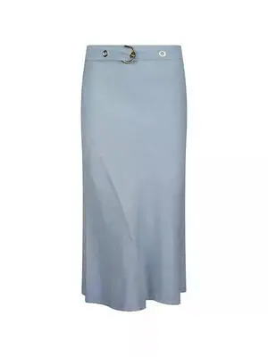 Pinko Belted Eyelet-embellished Midi Skirt - Blue