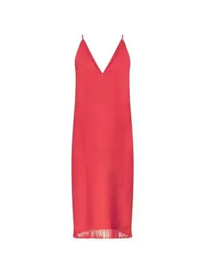FFORME Bella Fringed Midi Dress - Red